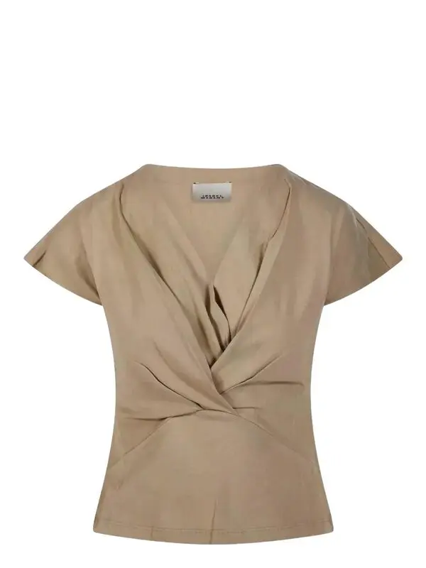 MARANT ETOILE Nadrine Twist-detail V-neck T-shirt - Neutrals