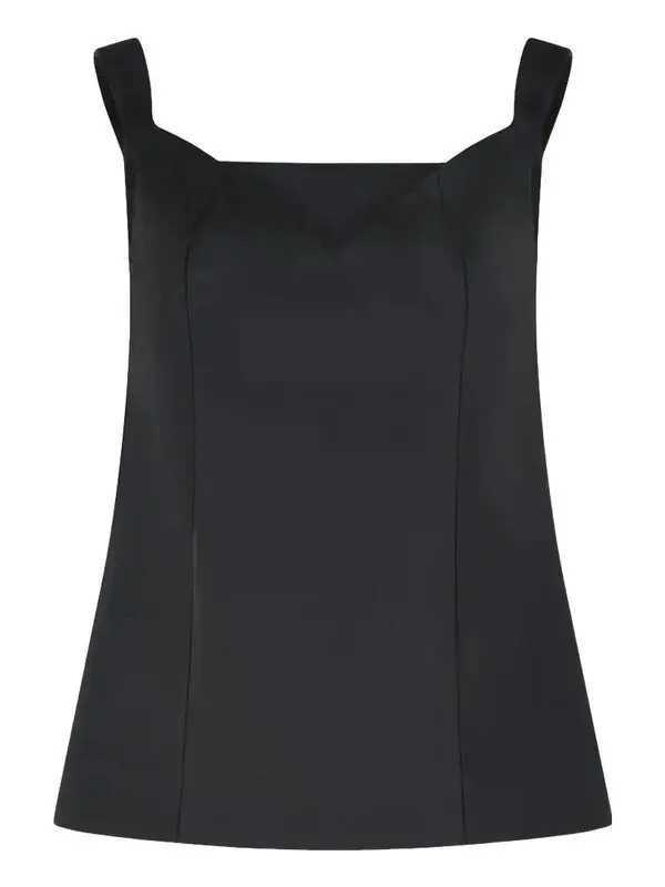 RÓHE V-neck Sleeveless Top With Side Slits - Black