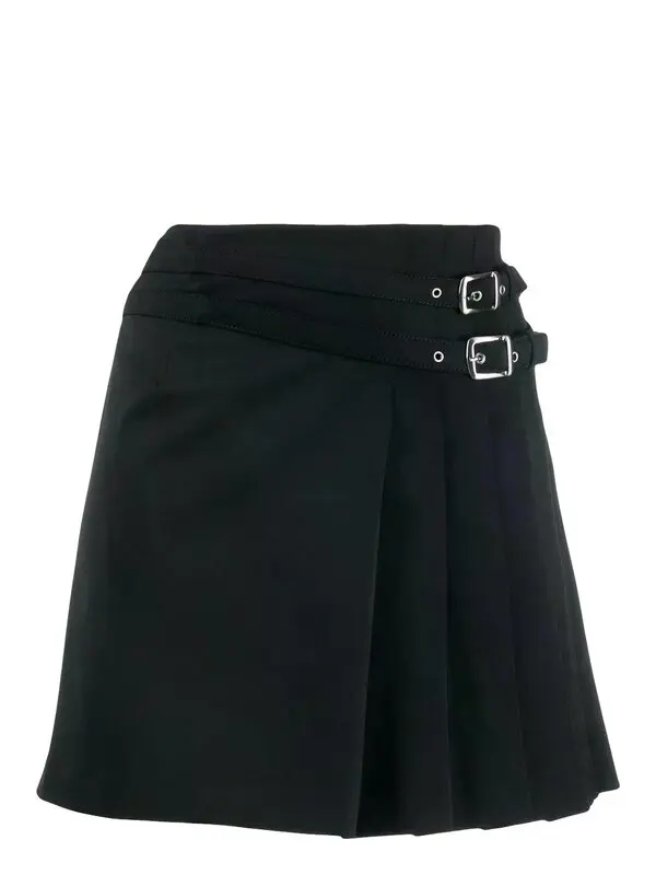 Alberta Ferretti Pleated Side Mini Skirt - Black