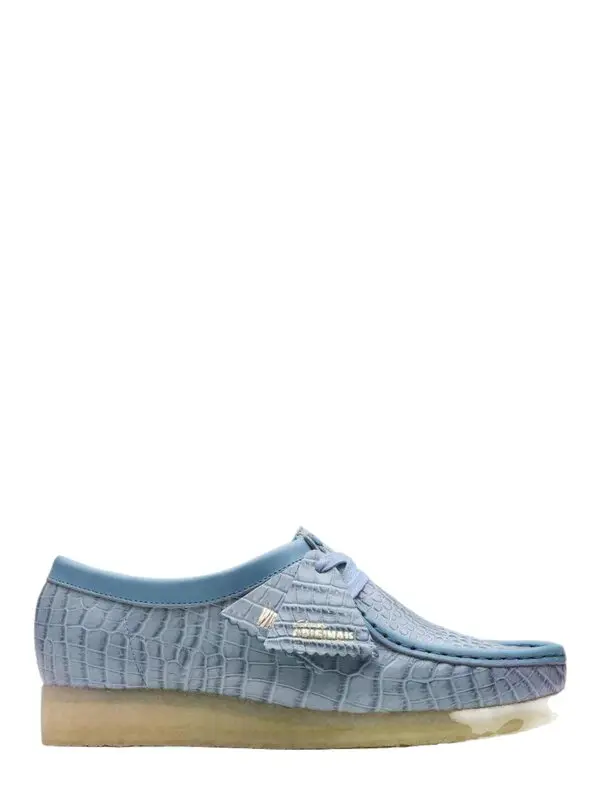Clarks Wallabee Croc-effect Leather Derby Shoes - Blue