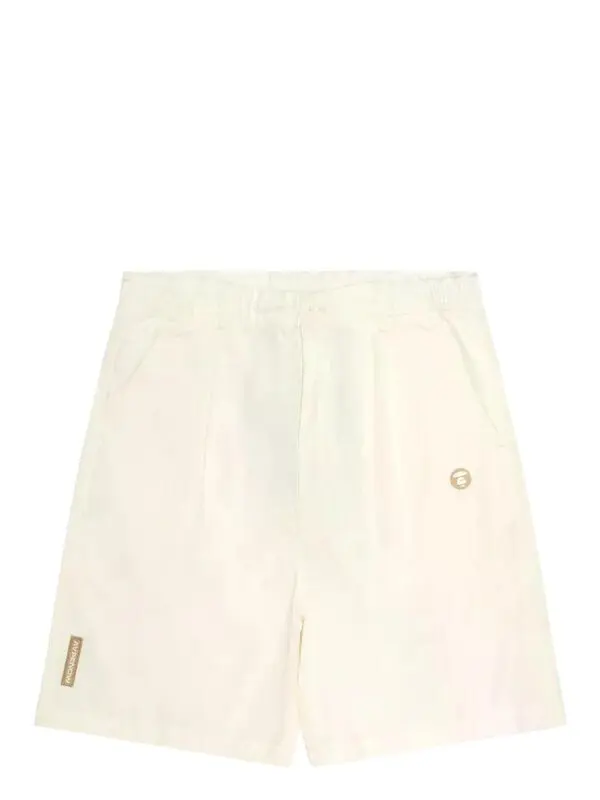 AAPE BY *A BATHING APE Logo Patch Pleated Shorts - Neutrals