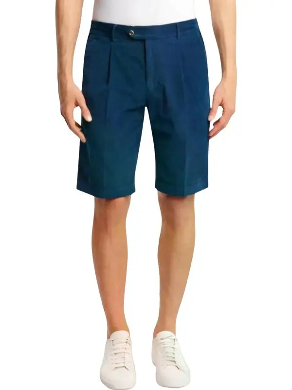 PT TORINO Pleated Corduroy Shorts - Blue