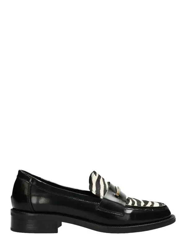 MEXX Zebra-print Loafers With Gold-tone Plaque - Black