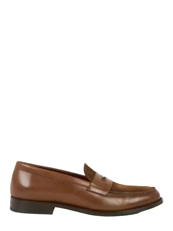 Etro Leather Loafers With Paisley Detail - Brown
