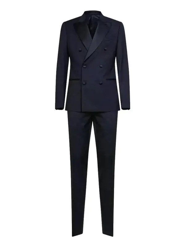 LARDINI Double-breasted Peak-lapel Suit - Blue