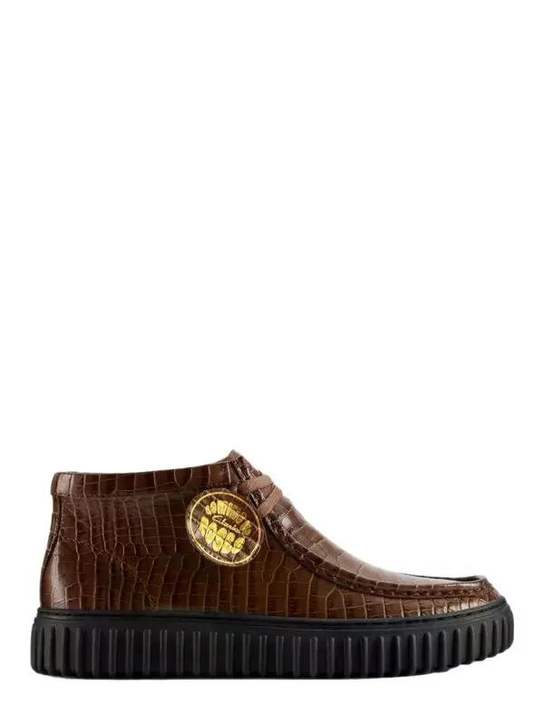 Clarks X Martine Rose Torhill Hi Croc-effect Leather Boots - Brown