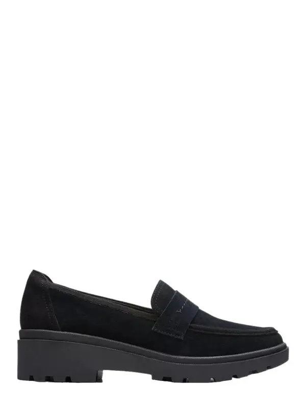 Clarks Calla Ease Suede Loafers - Black