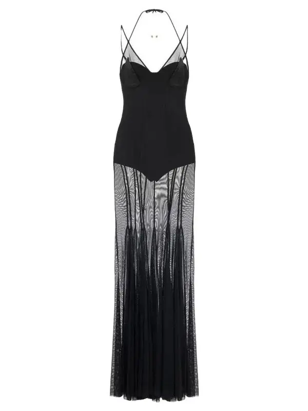 Elisabetta Franchi Red Carpet Tulle And Satin Gown - Black