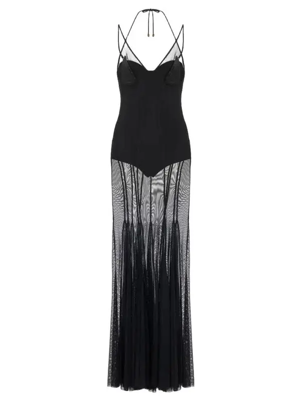 Elisabetta Franchi Red Carpet Tulle And Satin Gown - Black
