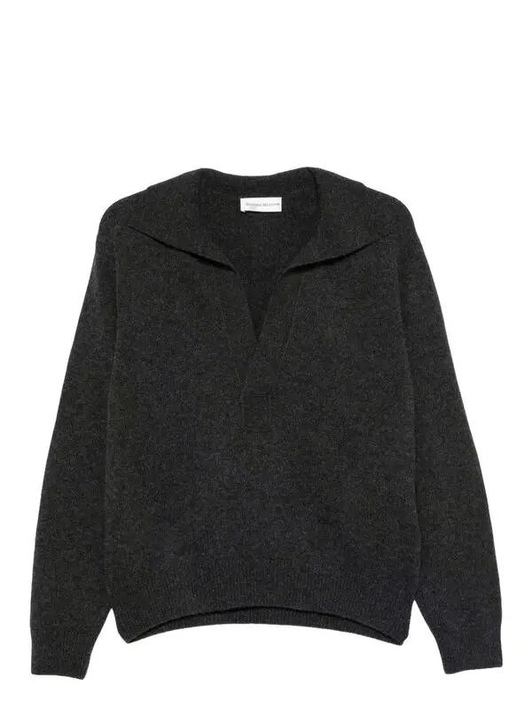 Victoria Beckham Spread Collar V-neck Sweater - Grey