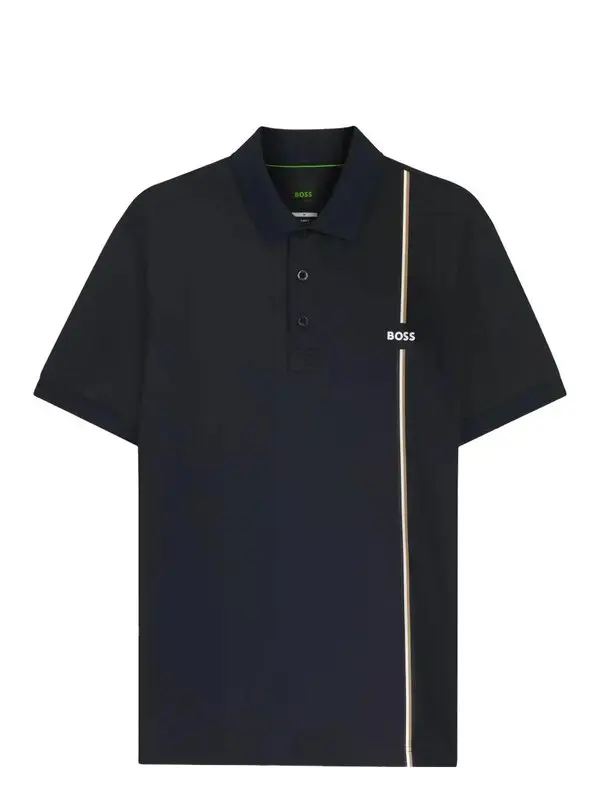 BOSS Toc Game 3 Striped Short-sleeve Polo Shirt - Blue