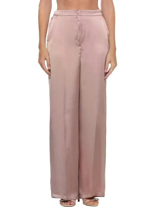 EMME Satin Finish Pressed Crease Wide Leg Trousers - Pink