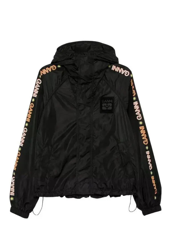 GANNI Logo-print Hooded Jacket - Black