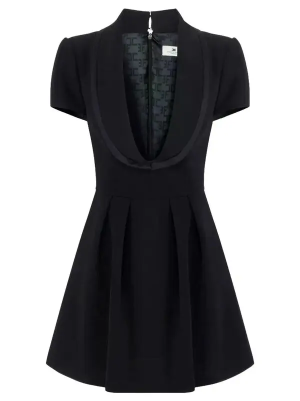 Elisabetta Franchi Mini Dress With Shawl Lapels - Black