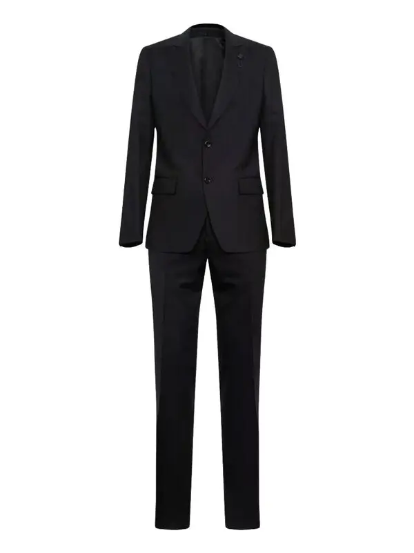 LARDINI Single-breasted Peak-lapel Suit - Black