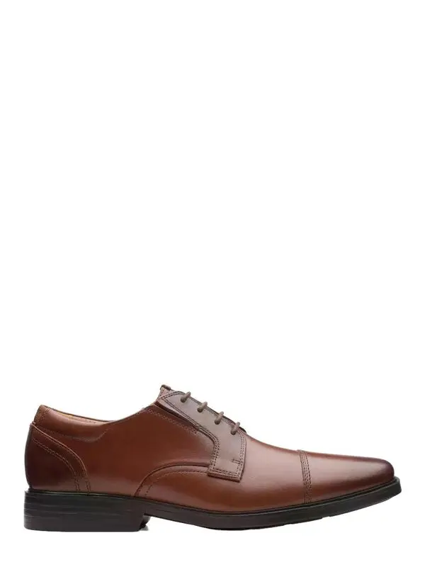 Clarks Cap Leather Derby Shoes - Brown