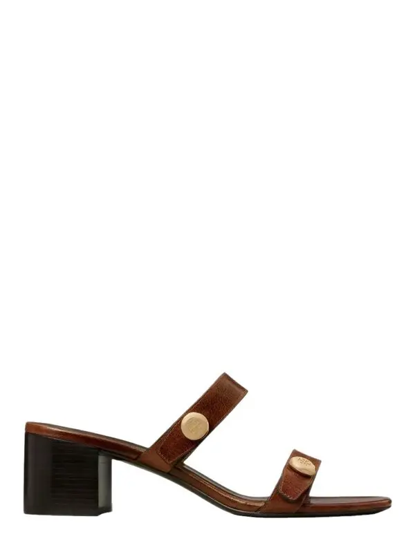 Tory Burch Romy Logo-button Sandals - Brown