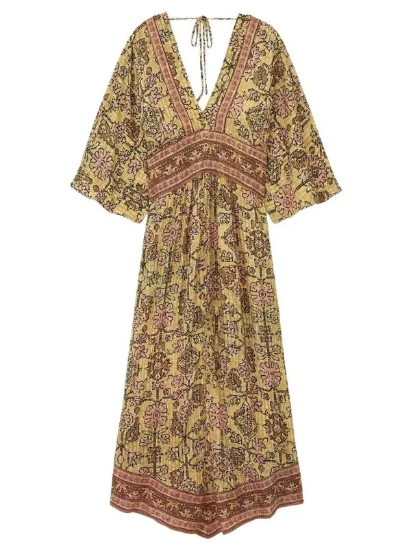 Ba&sh Pipa Asymmetrical Dress In Paisley Print - Yellow