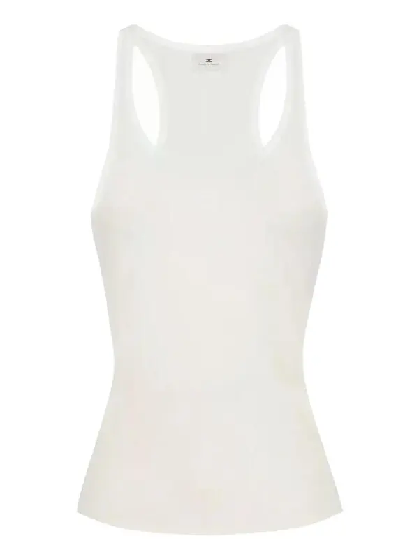 Elisabetta Franchi Lightweight Jersey Tank Top With Tulle Inserts - Neutrals