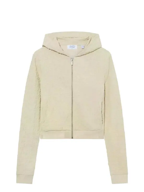 Off-White Logo-embossed Zip-up Hoodie - Neutrals