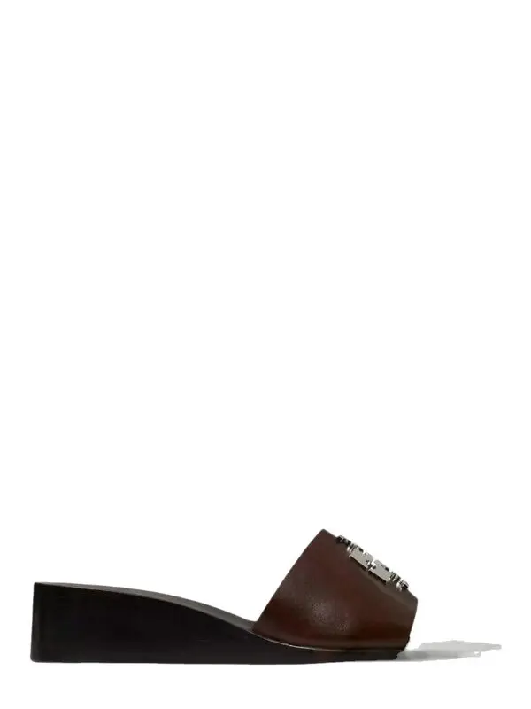 Tory Burch Charlie Logo-plaque Wedge Sandals - Brown