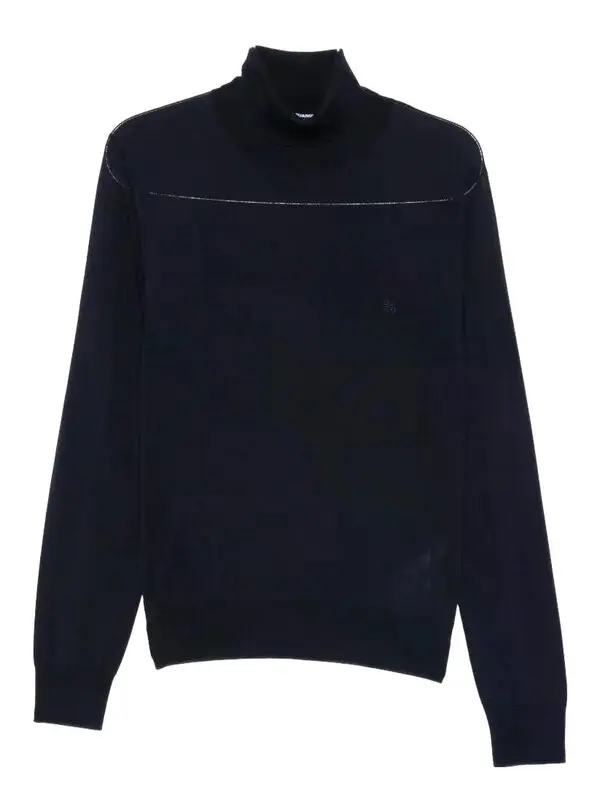 Dsquared2 Navy Wool Roll Neck Sweater - Blue