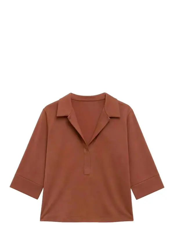 Max Mara Three-quarter Sleeve Spread Collar Blouse - Brown