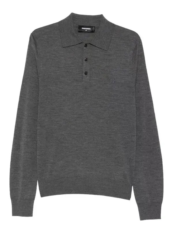 Dsquared2 Upside Down Long-sleeve Polo Shirt - Grey
