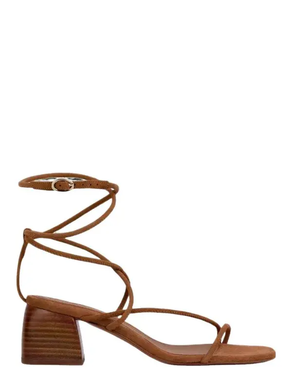 Ba&sh Suede Heeled Sandals With Buckle-fastening Ankle Strap - Brown