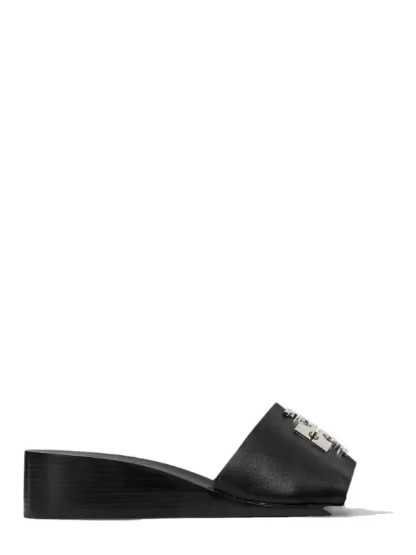 Tory Burch Charlie Logo-plaque Wedge Sandals - Black
