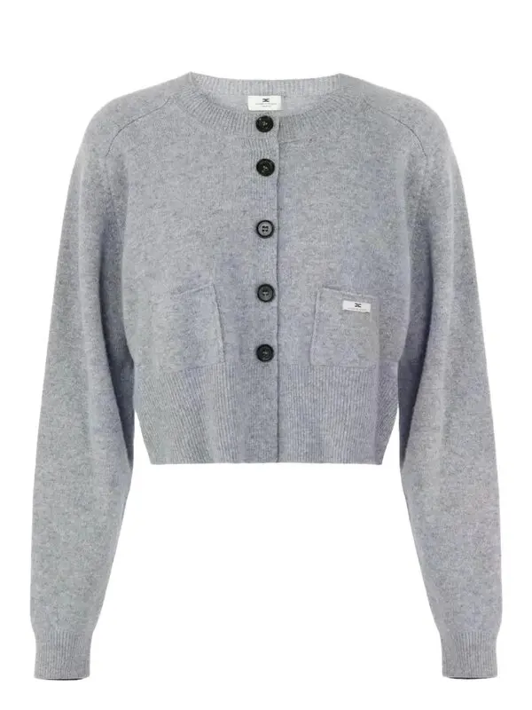 Elisabetta Franchi Wool And Cashmere Cropped Cardigan - Grey