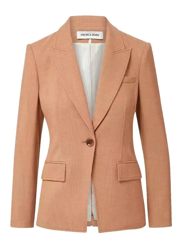 Veronica Beard Single-breasted Linen-texture Blazer - Orange