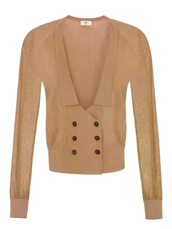 Elisabetta Franchi Knit And Mesh Cardigan - Neutrals