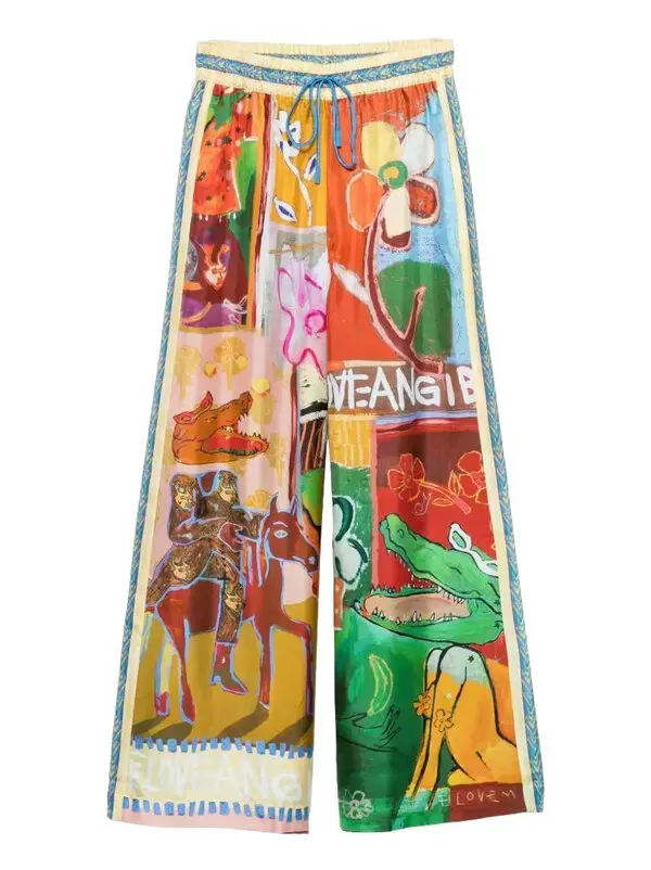 ALEMAIS Alemasis Graphic Print Palazzo Pants - Orange