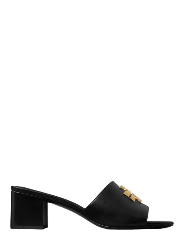 Tory Burch Eleanor Logo-plaque Block Heel Sandals - Black