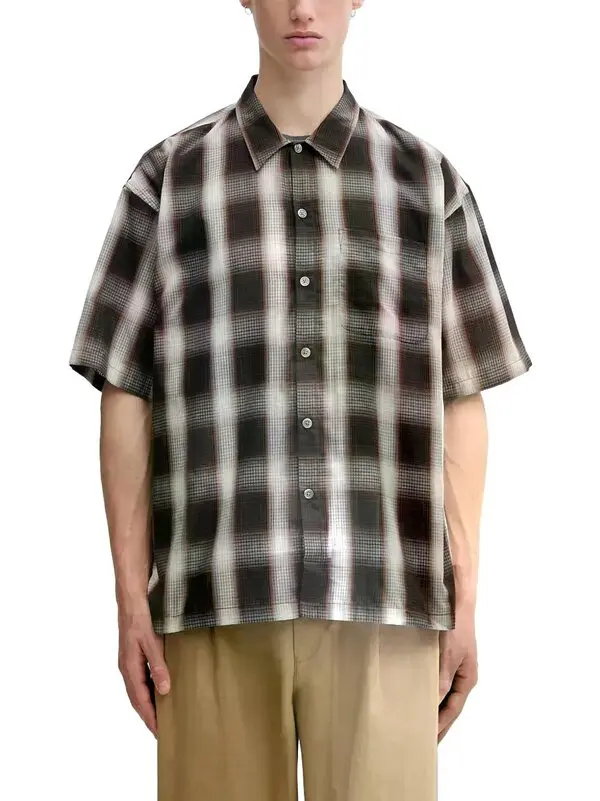 BEAMS Check-print Short-sleeved Shirt - Blue