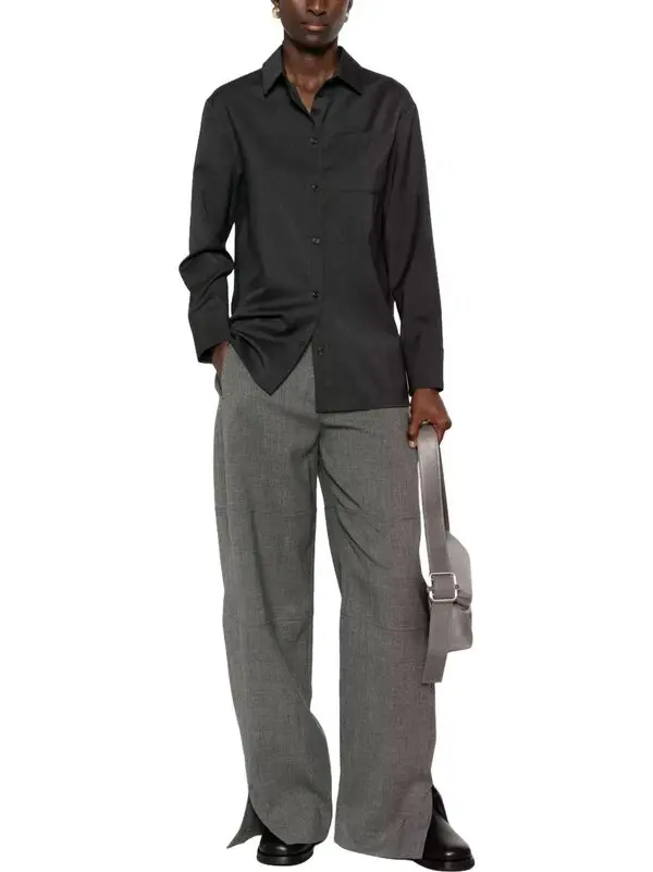 Max Mara Long Sleeve Button-up Shirt With Chest Pocket - Grey