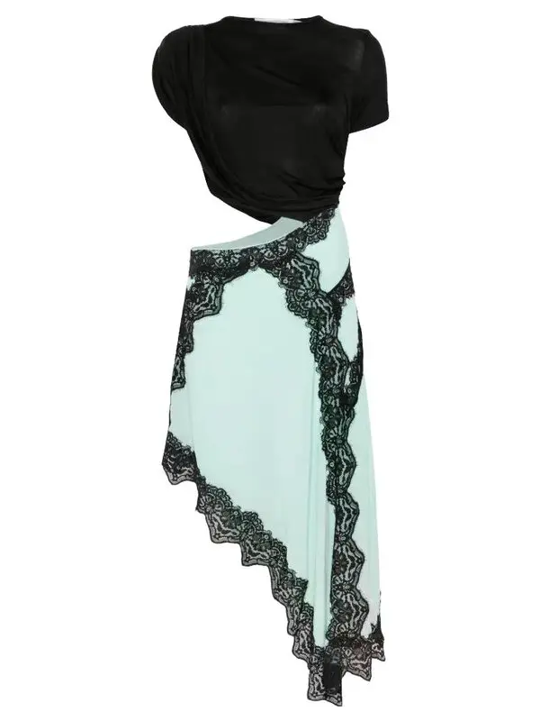Christopher Esber Lace-trim Asymmetric Dress - Blue