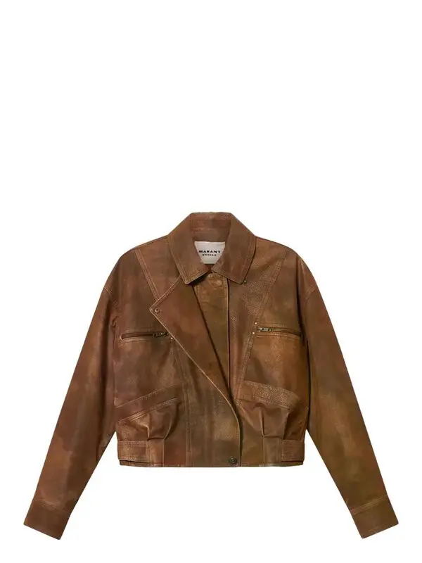 MARANT ETOILE Distressed Paneled Jacket - Brown