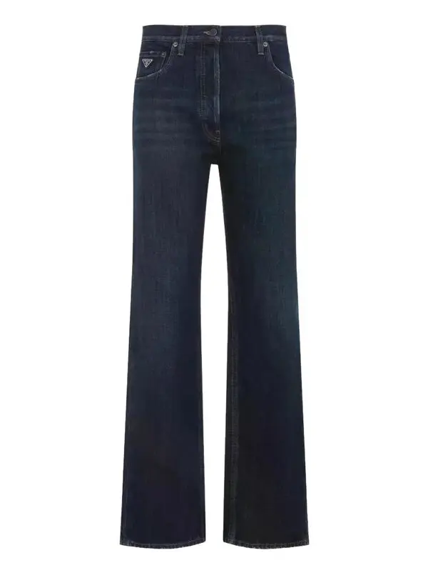 Prada Logo-plaque Wide-leg Jeans - Blue