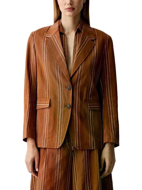 BENETTON Pinstripe Pattern Notched-lapel Blazer - Brown