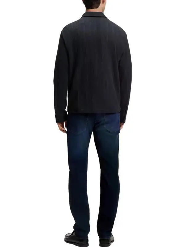 BOSS Relaxed-fit Overshirt In Striped Cotton - Black