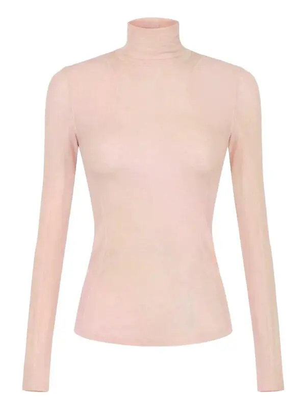 Elisabetta Franchi Lightweight Jersey Turtleneck Top With Ribbed Inserts - Neutrals