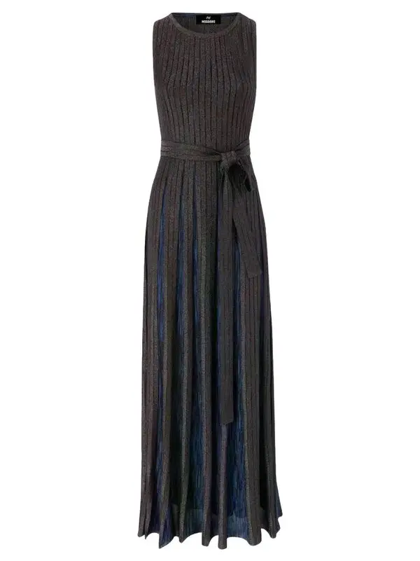 Missoni Metallic Thread Belted Maxi Dress - Brown