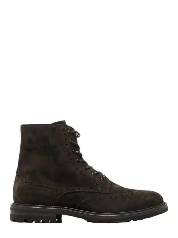 HENDERSON BARACCO Brogue Detail Lace-up Boots - Brown