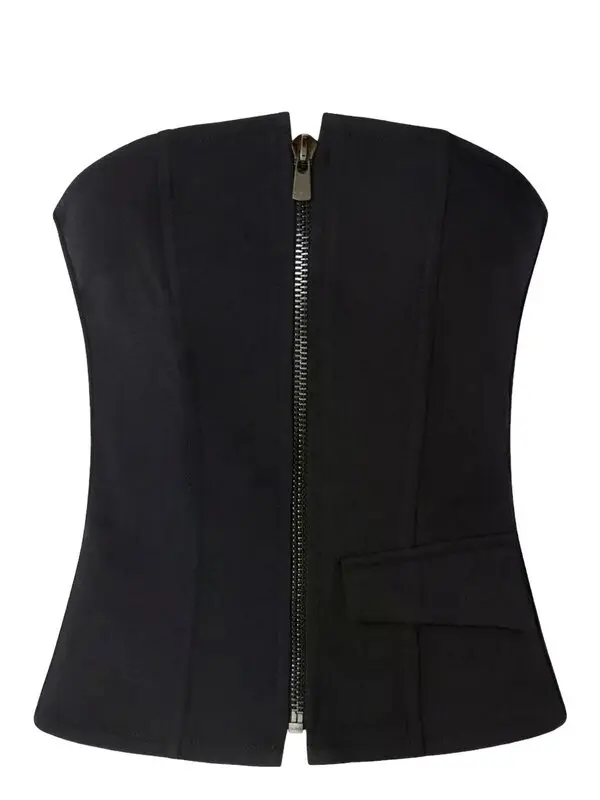 Pinko Zip-front Strapless Corset Top - Black