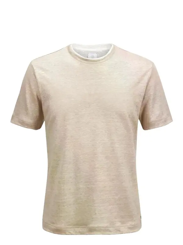 Eleventy Layered-neck Linen T-shirt - Neutrals