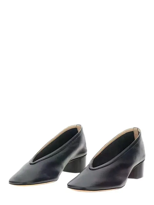 Le Monde Beryl Calf Leather Block Heel Pumps - Black