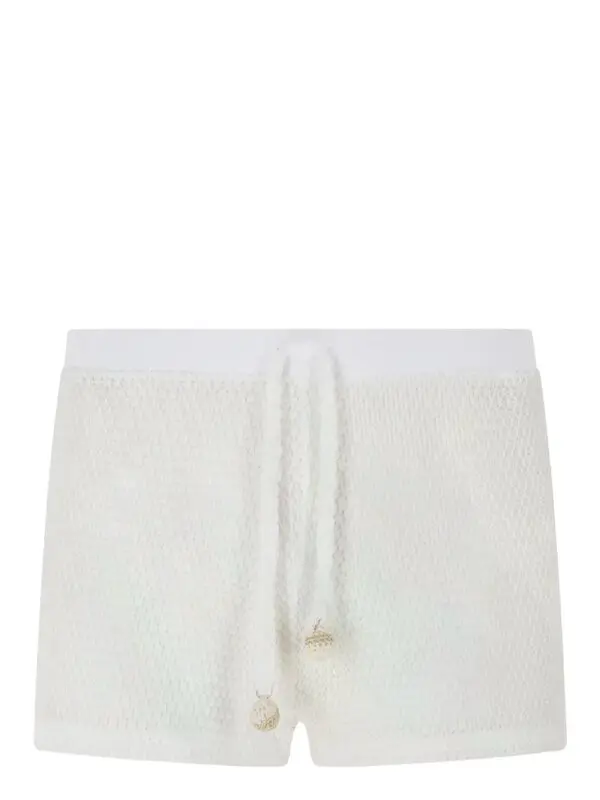 PIN-UP STARS Crochet Drawstring Shorts - White