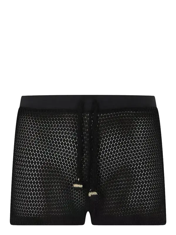 PIN-UP STARS Crochet Drawstring Shorts - Black